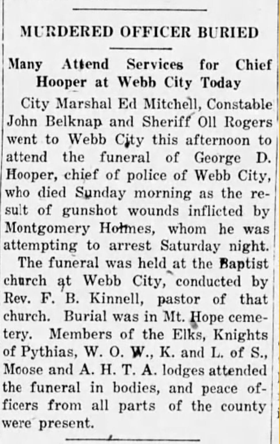 Chief George Hooper remembered for losing his life while bringing law ...